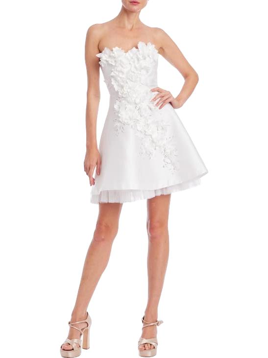 BADGLEY MISCHKA Badgley Mischka Collection Laser 3-D Floral Strapless Mini Dress